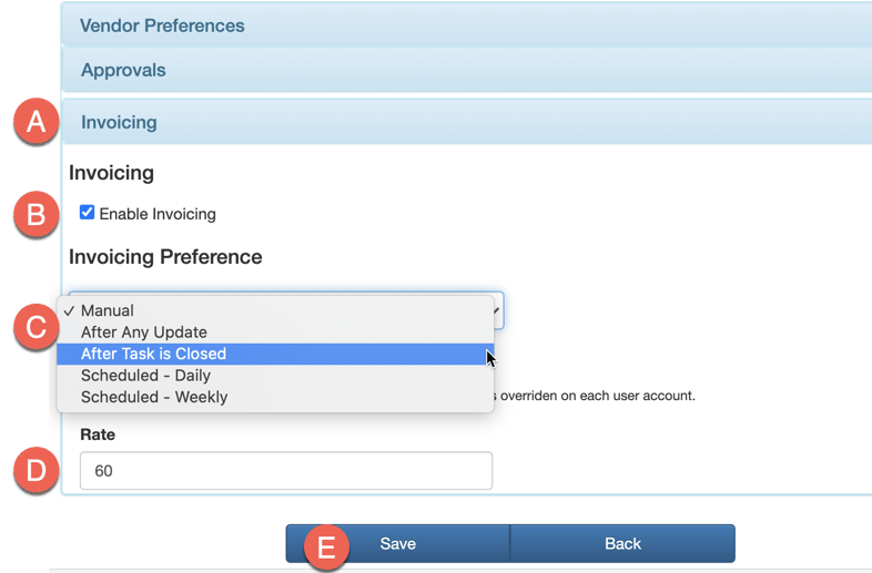 Invoice / Timesheet Setup